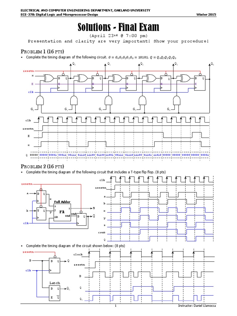 Solutions - Final Exam | PDF | Digital Electronics | Electronics