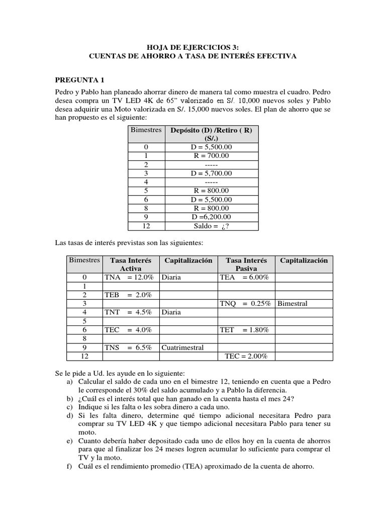 Plan de Ahorro y Cálculo de Intereses | PDF | Ahorro | Bancos