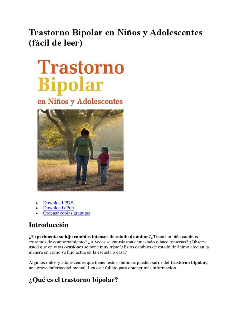Trastorno Bipolar en Niños y Adolescentes | PDF | Desorden bipolar ...