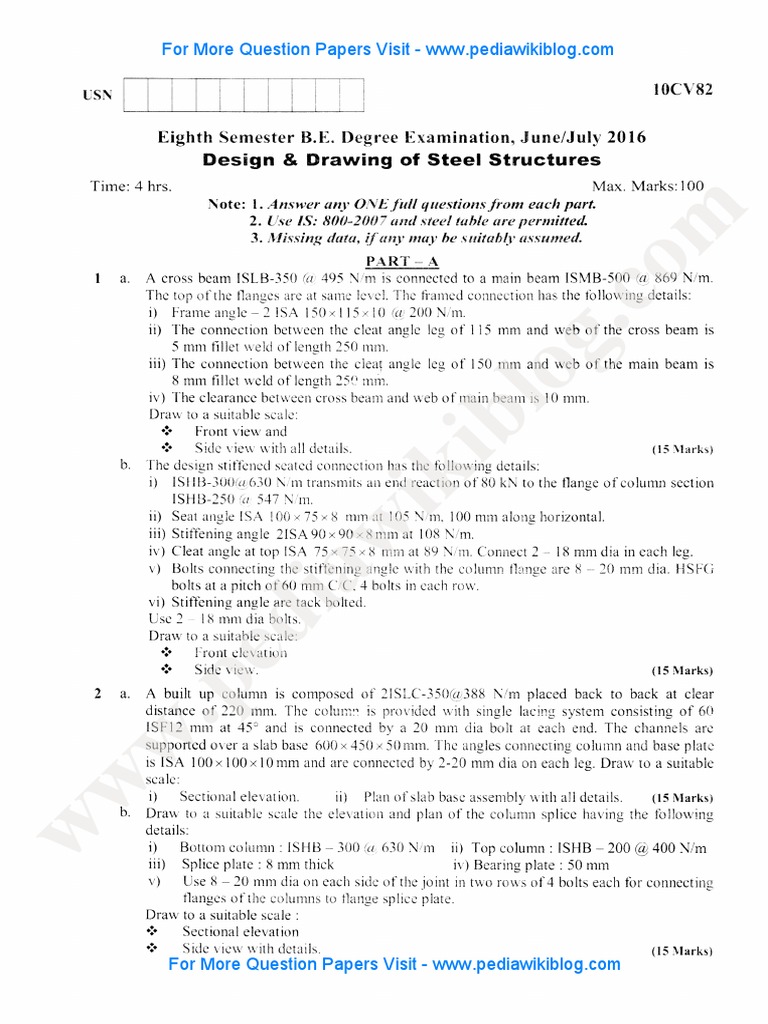 Steel Structure Design Exam | PDF | Economic Sectors | Structural ...