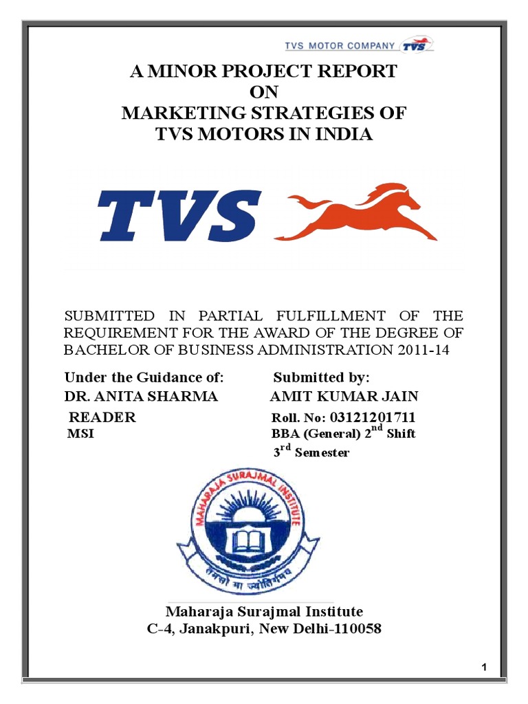 Minor Project Report On Tvs Motors India | PDF | Motorcycle | Survey ...