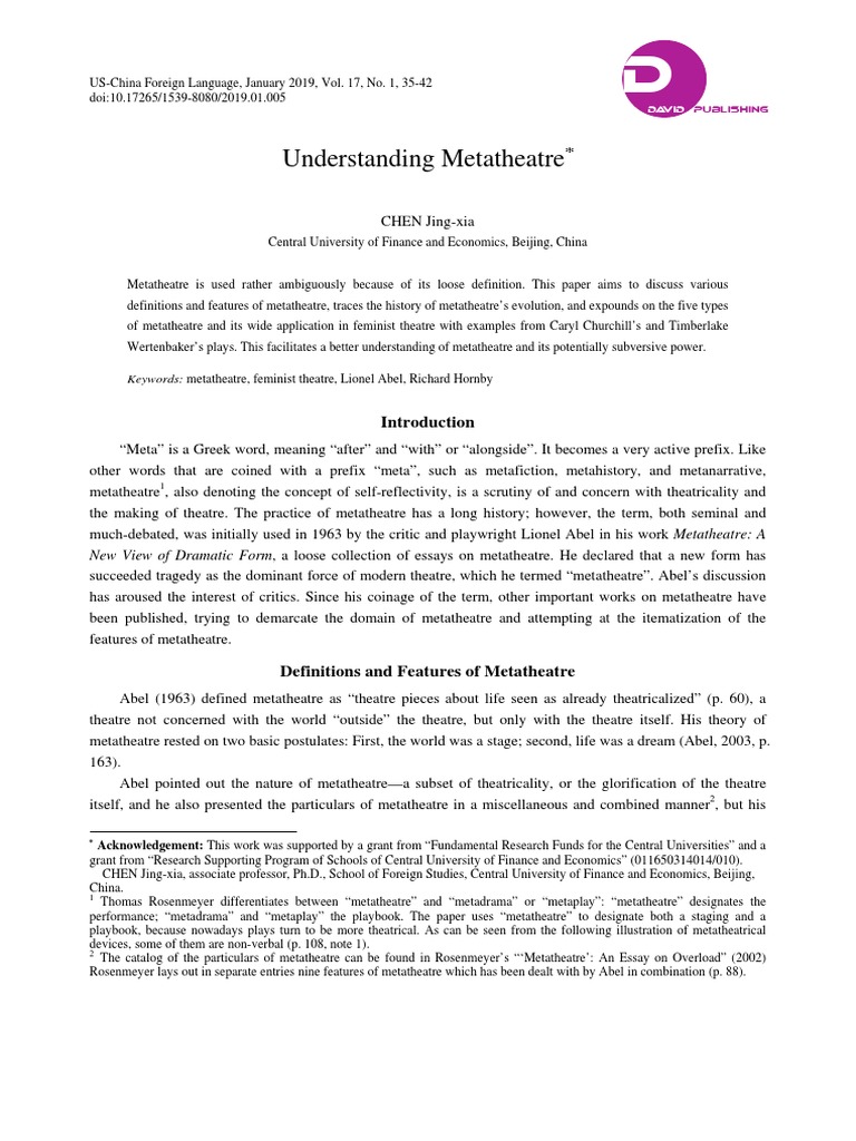 Metatheatre | PDF | Play (Theatre) | Theatre