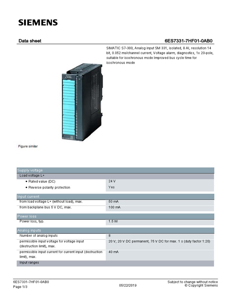 6ES73317HF010AB0 Datasheet en | PDF | Bit | Electrical Resistance And ...
