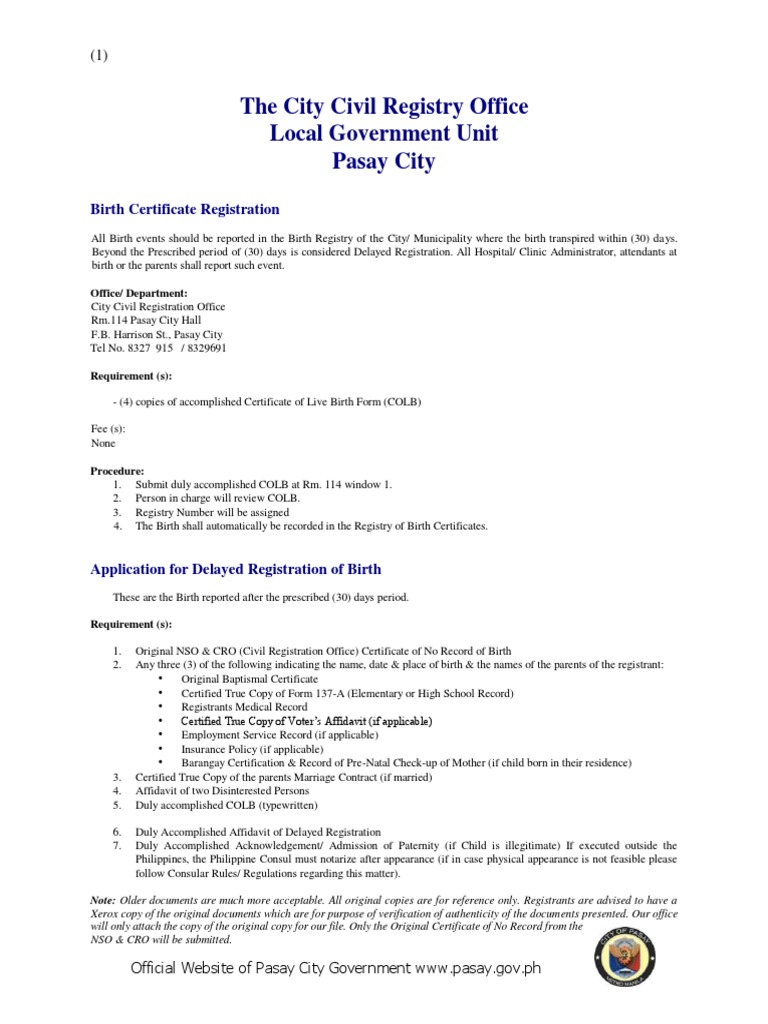 The Comprehensive Guide to Civil Registration Services in Pasay City ...