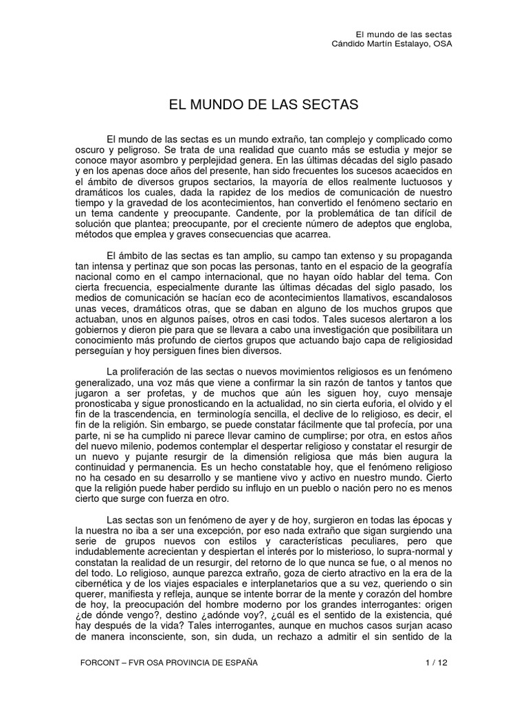 Tema El Mundo De Las Sectas Pdf Descargar Gratis Pdf Secta