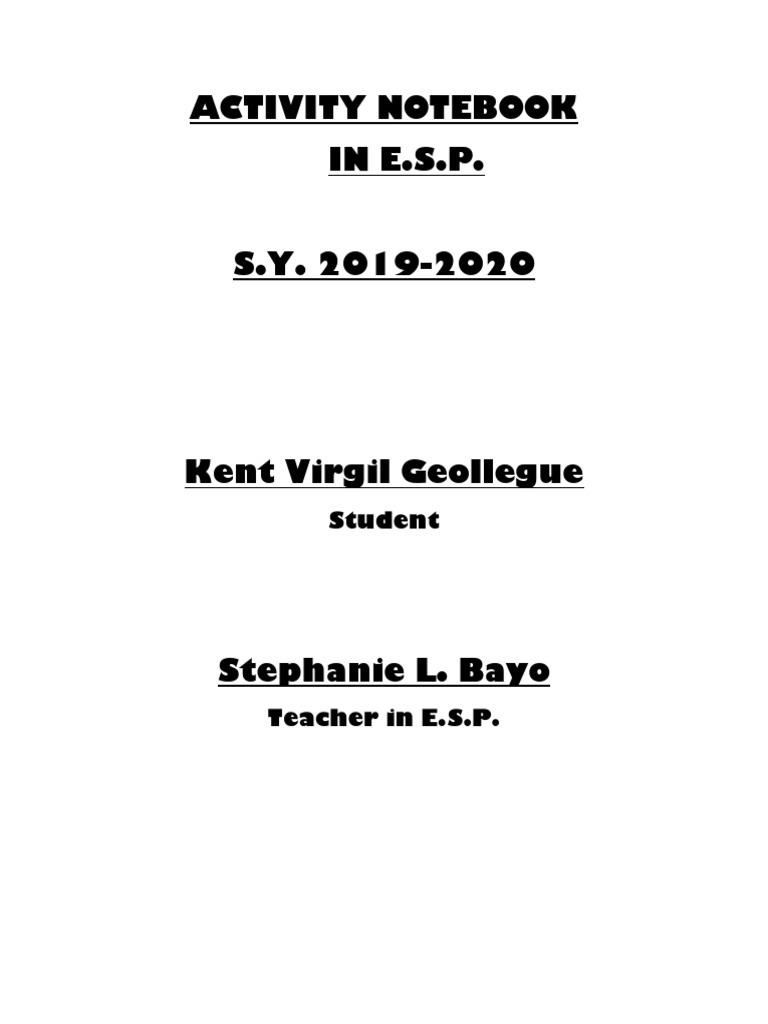 E.S.P. Activity Notebook | PDF