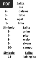Numbers 1-100 (Tagalog) | PDF