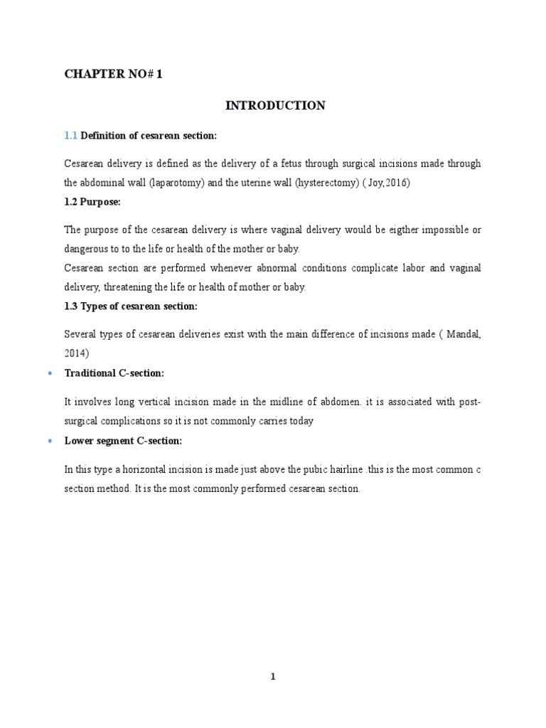 Chapter No# 1: Definition of Cesarean Section | PDF | Caesarean Section ...