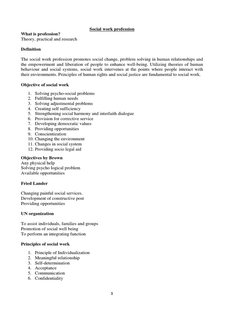 An Overview of the Social Work Profession: Its Definition, Objectives ...