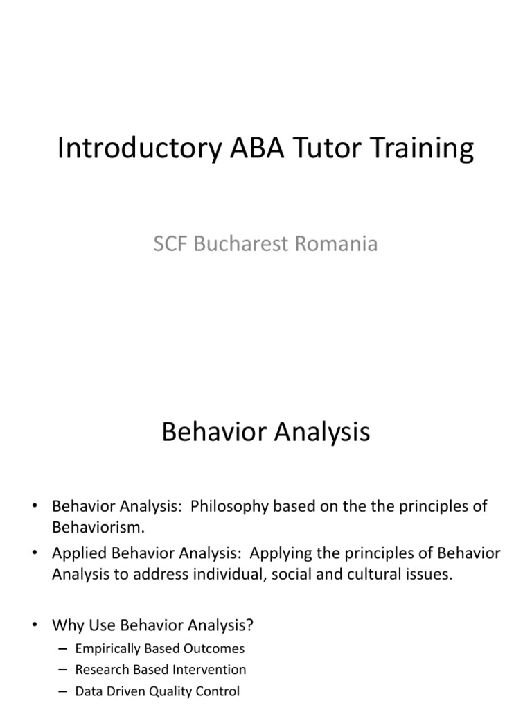 Introductory ABA Tutor Training: SCF Bucharest Romania | PDF ...
