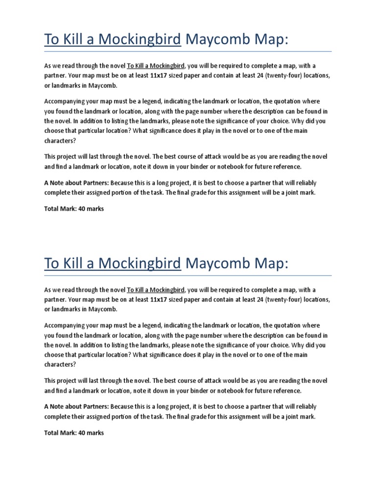 To Kill a Mockingbird Maycomb Map