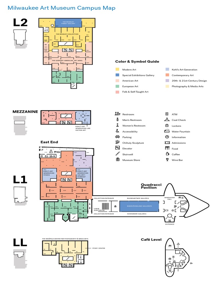 Milwaukee Art Museum Campus Map: Color & Symbol Guide | PDF ...