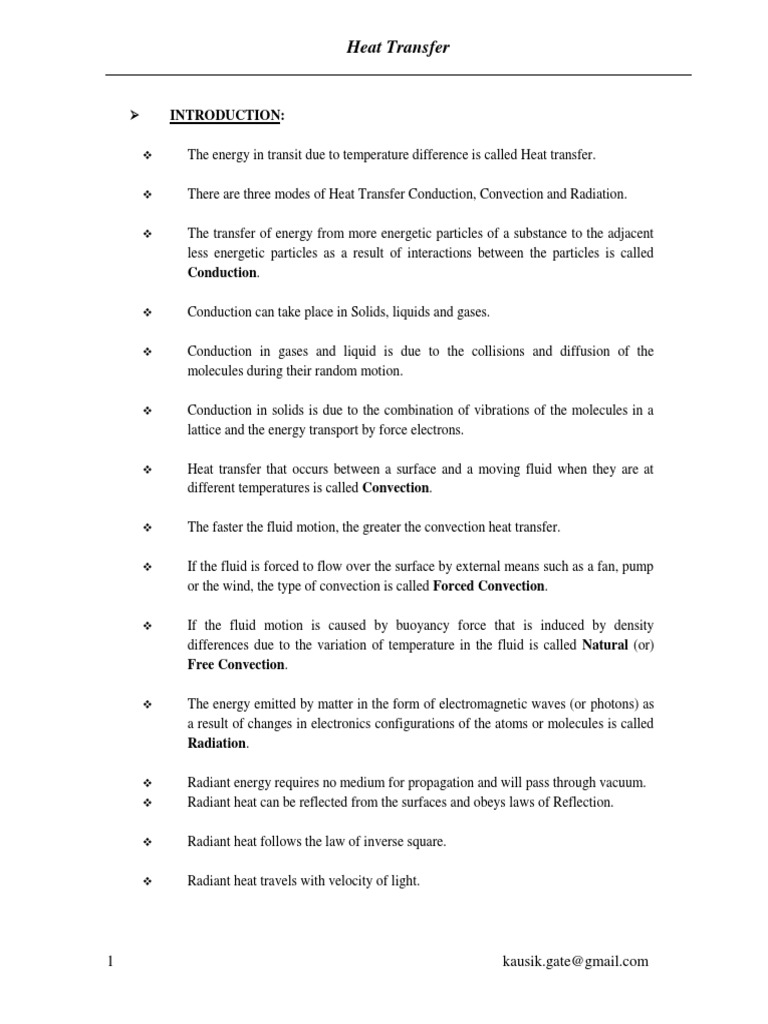 Heat Transfer Short Notes PDF | PDF | Heat Transfer | Thermal Conduction