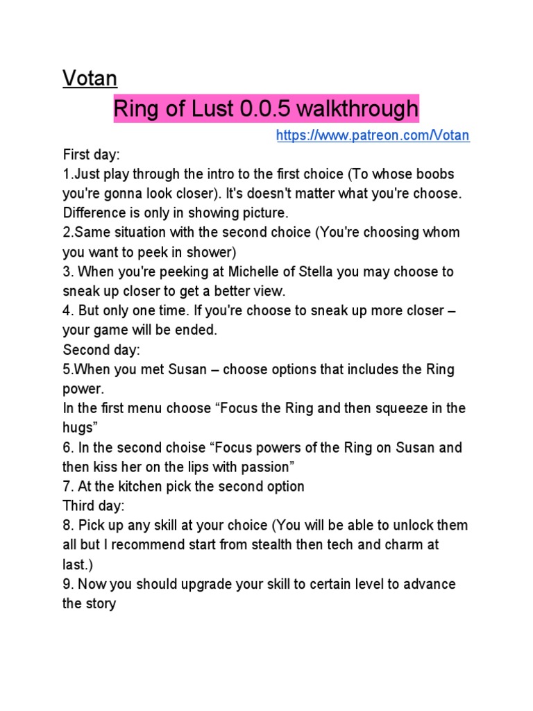 Ring of Lust 0.0.5 Walkthrough | Leisure
