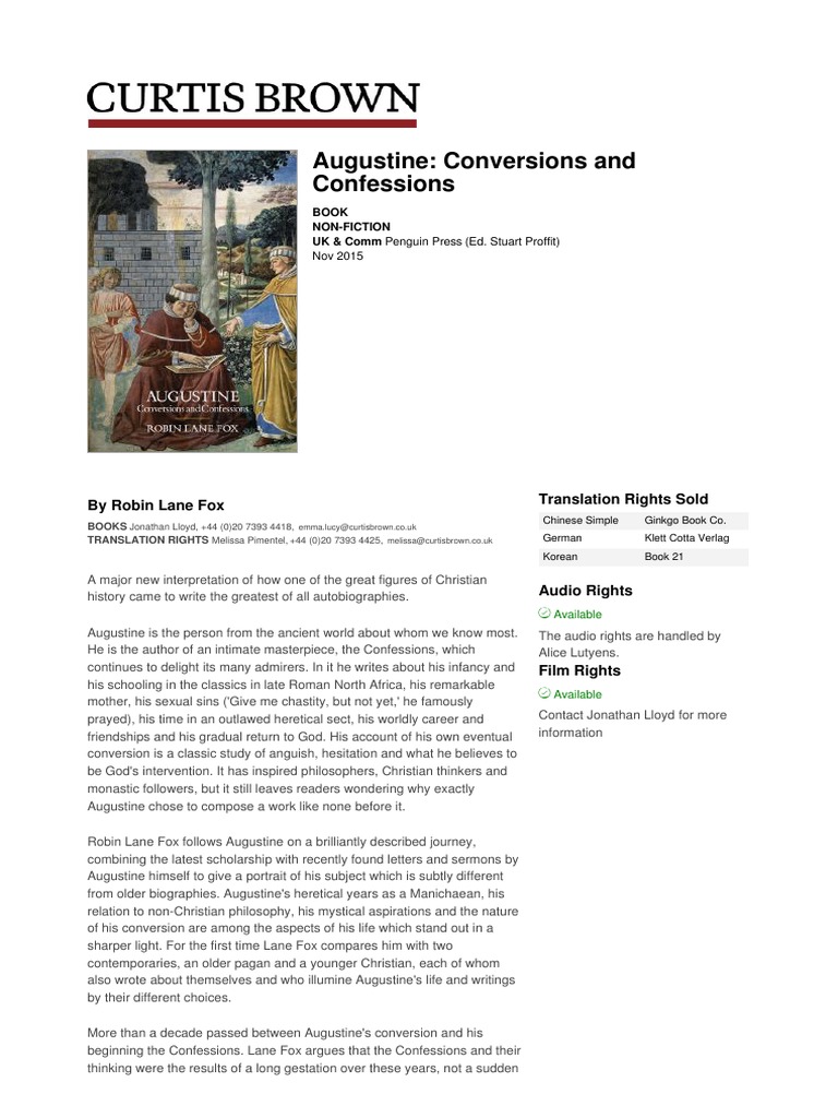 Augustine - Conversions and Confessions | PDF | Confessions (Augustine ...