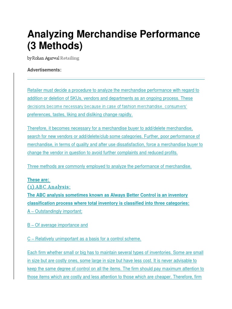 Merchandise Performance Analysis Methods | PDF | Merchandising | Retail
