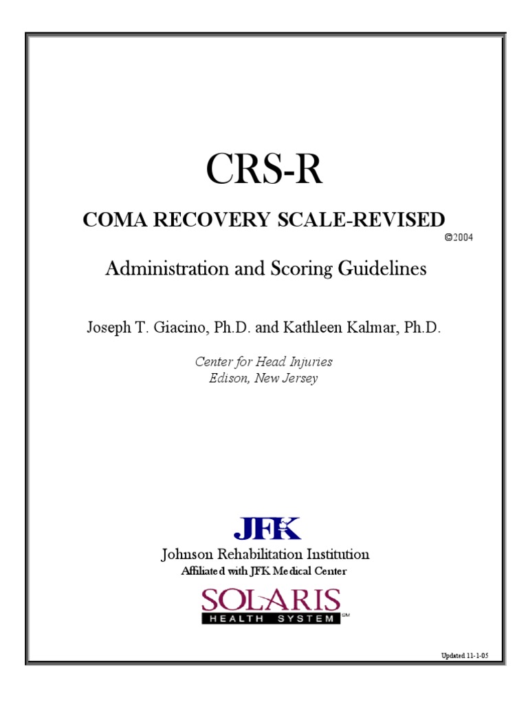 Coma Recovery Scale - Revised (CRS-R) PDF | PDF | Coma | Finger