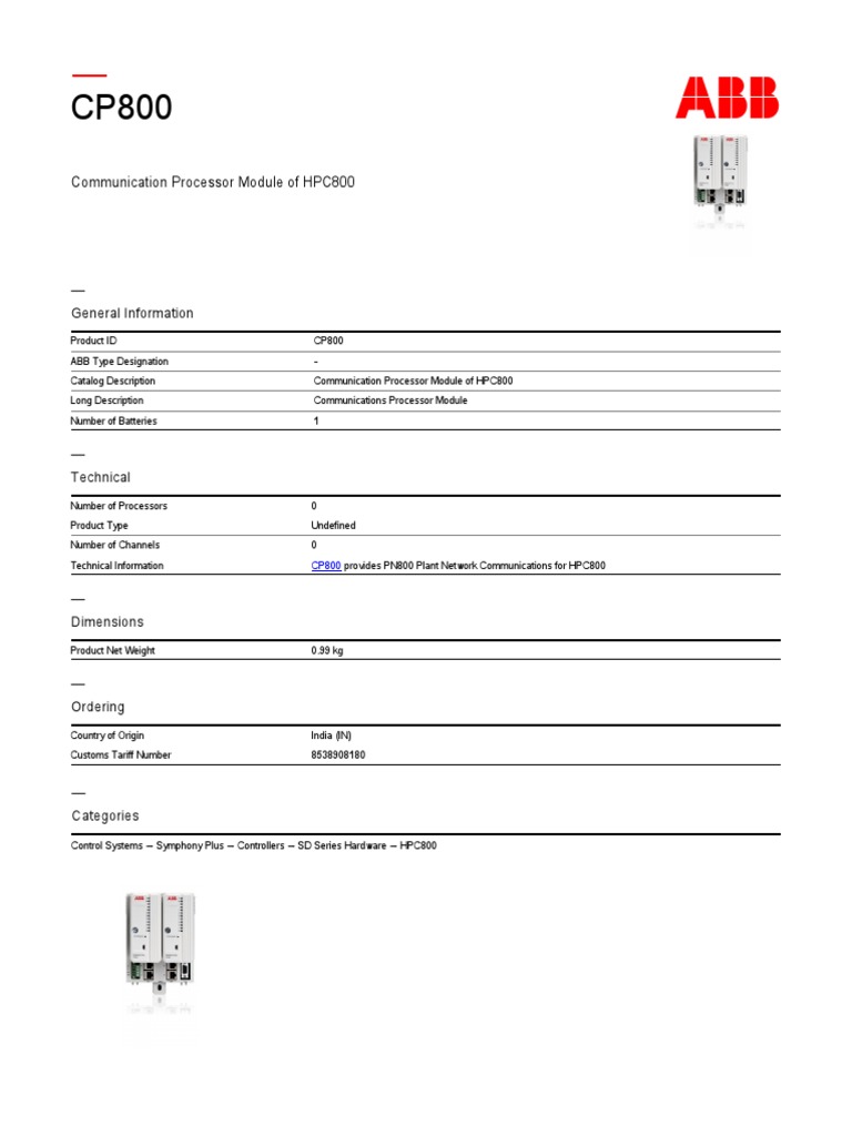 CP800 Communication Processor Module of Hpc800 | PDF