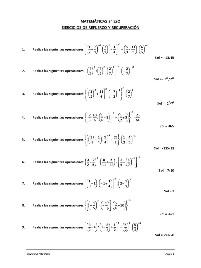 Ejercicios Matemáticas 3º Eso Pdf Descargar Gratis Pdf Ciencias 8735