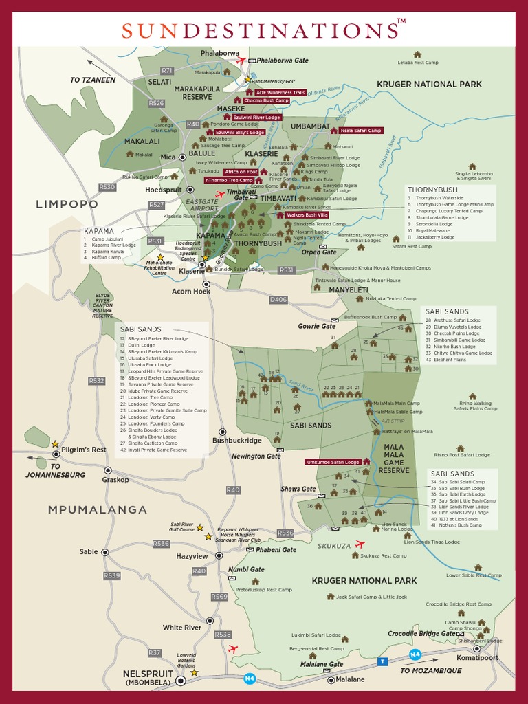 Map of Kruger Camps | PDF | Leisure | Sports