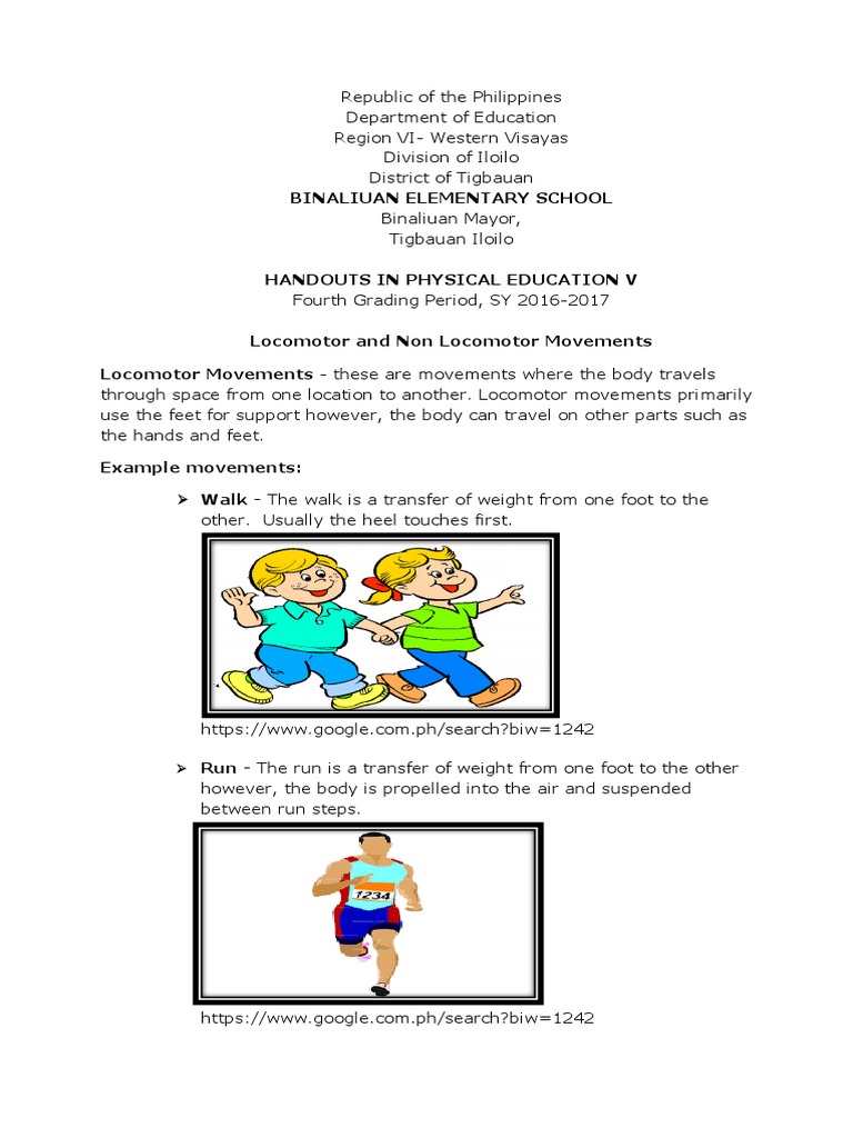Locomotor and Non-Locomotor Movements | PDF | Animal Locomotion ...