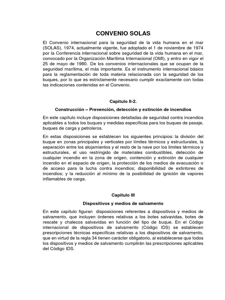 Convenio Solas | PDF | Canal y Marítimo | Transporte