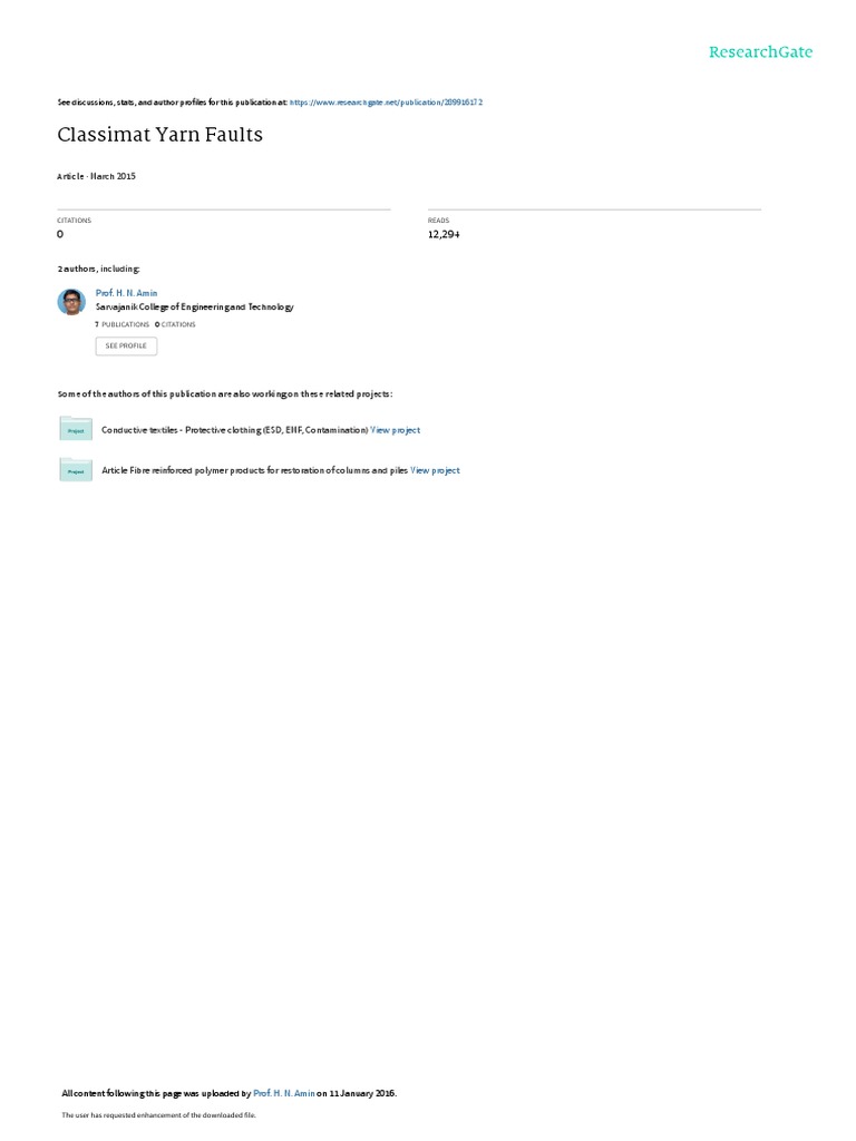 Classimat Yarn Faults: March 2015 | PDF | Yarn | Spinning (Textiles)