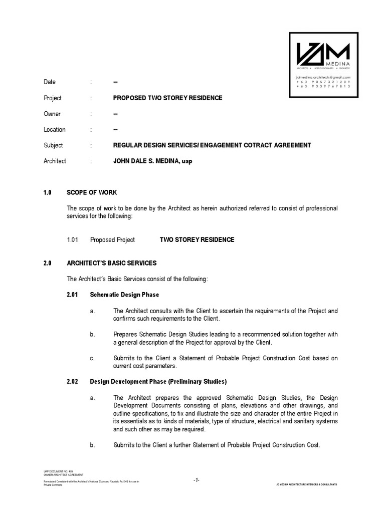 Sample Engagement Contract (JDM Architect) | Download Free PDF ...