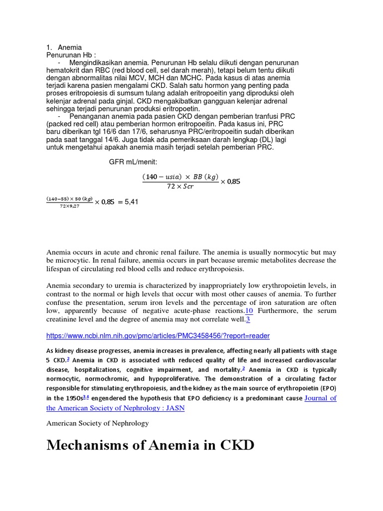 Anemia Pada Kondisi CKD | PDF | Chronic Kidney Disease | Anemia