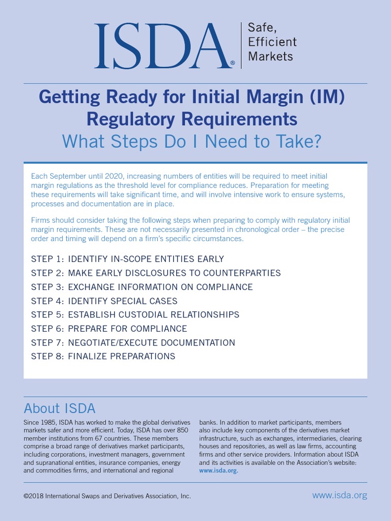 Isda Initial Margin Fact Sheet Pdf Derivative Finance Regulatory Compliance 