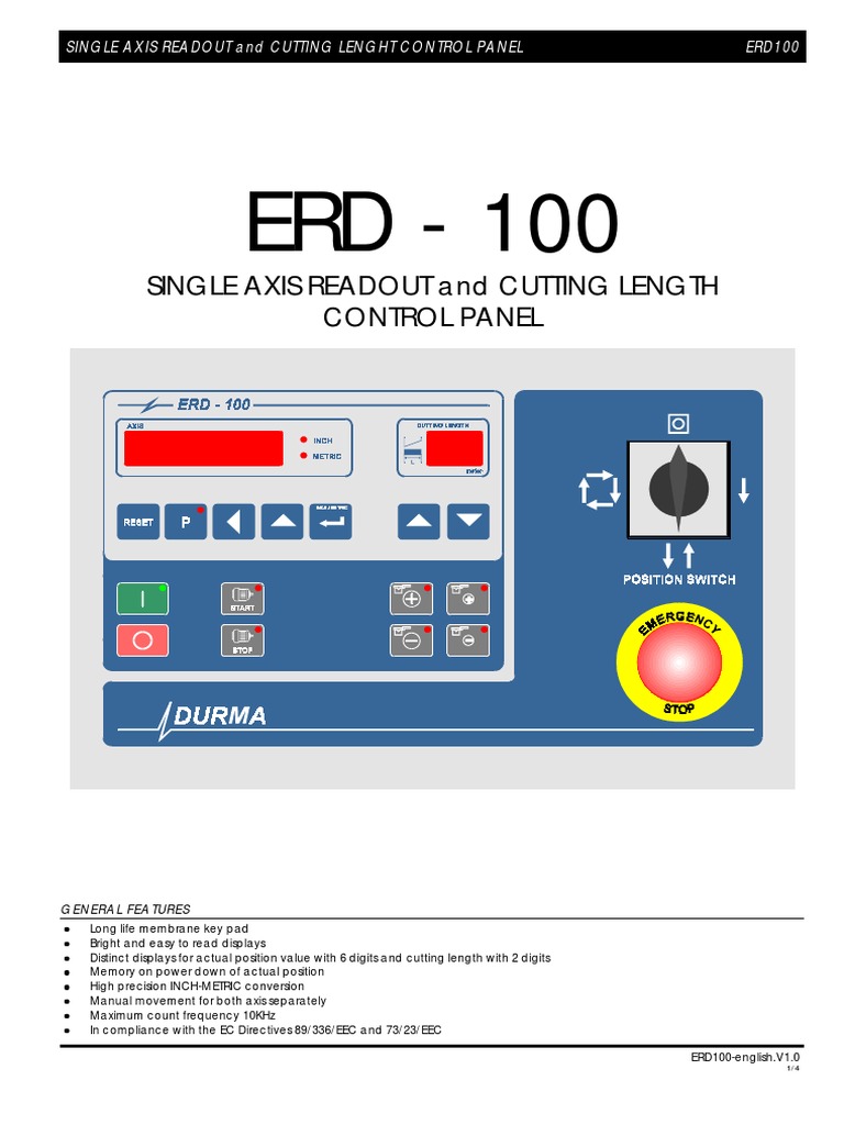 Single Axis Readout and Cutting Lenght Control Panel ERD100 | PDF ...