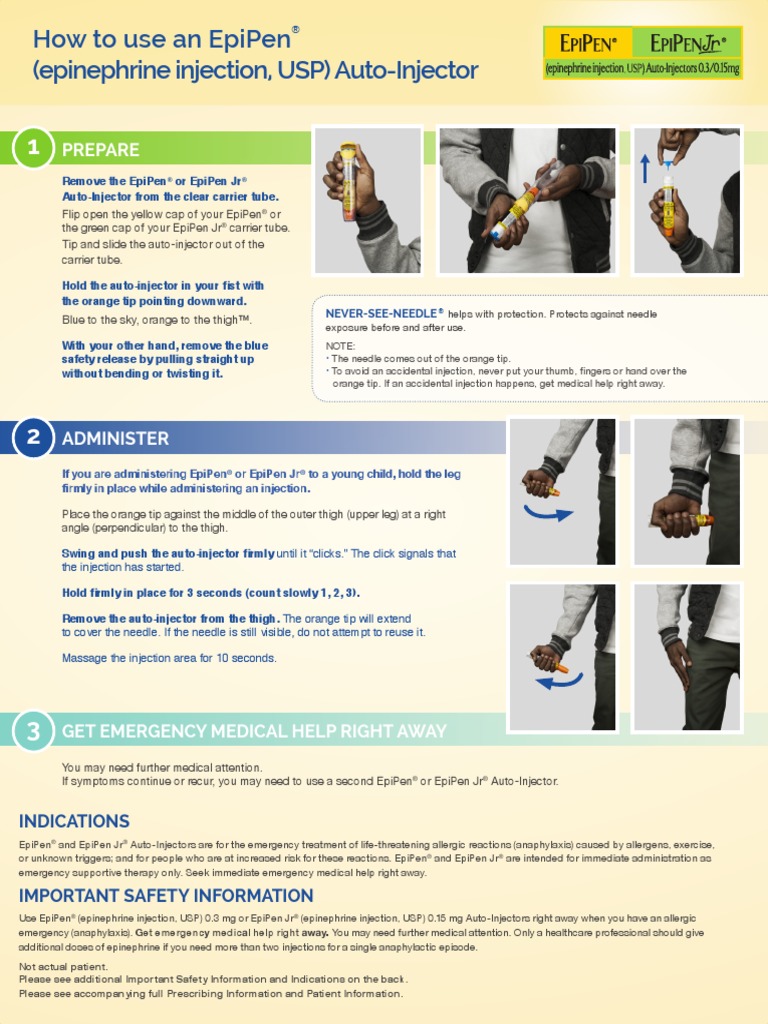 How To Use An Epipen (Epinephrine Injection, Usp) Auto-Injector | PDF ...