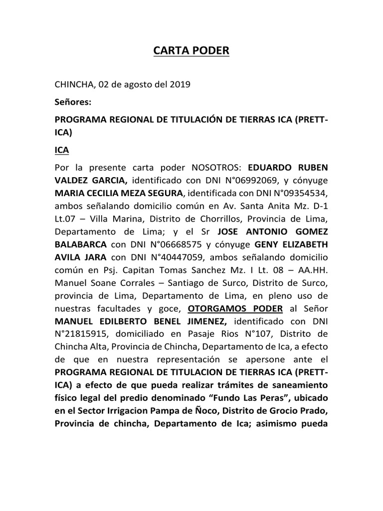 Carta Poder Lima | PDF