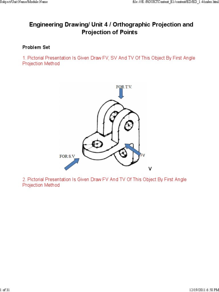 Engineering Drawing/ Unit 4 / Orthographic Projection and Projection of ...