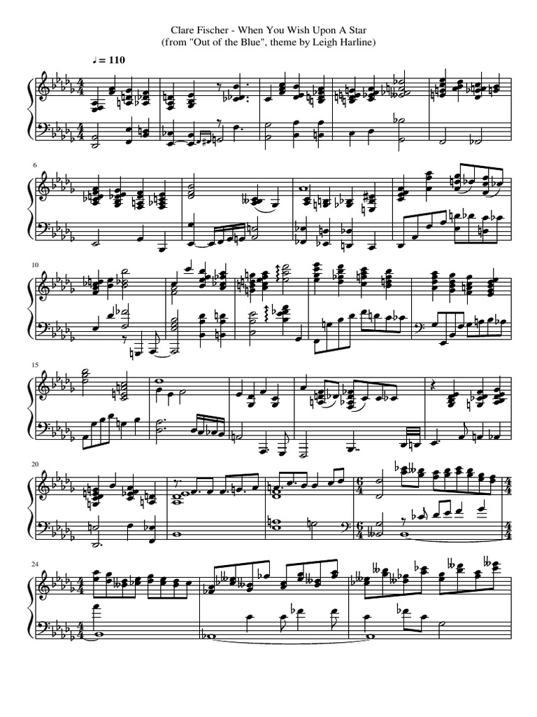 Clare Fischer - When You Wish Upon A Star Transcription | PDF