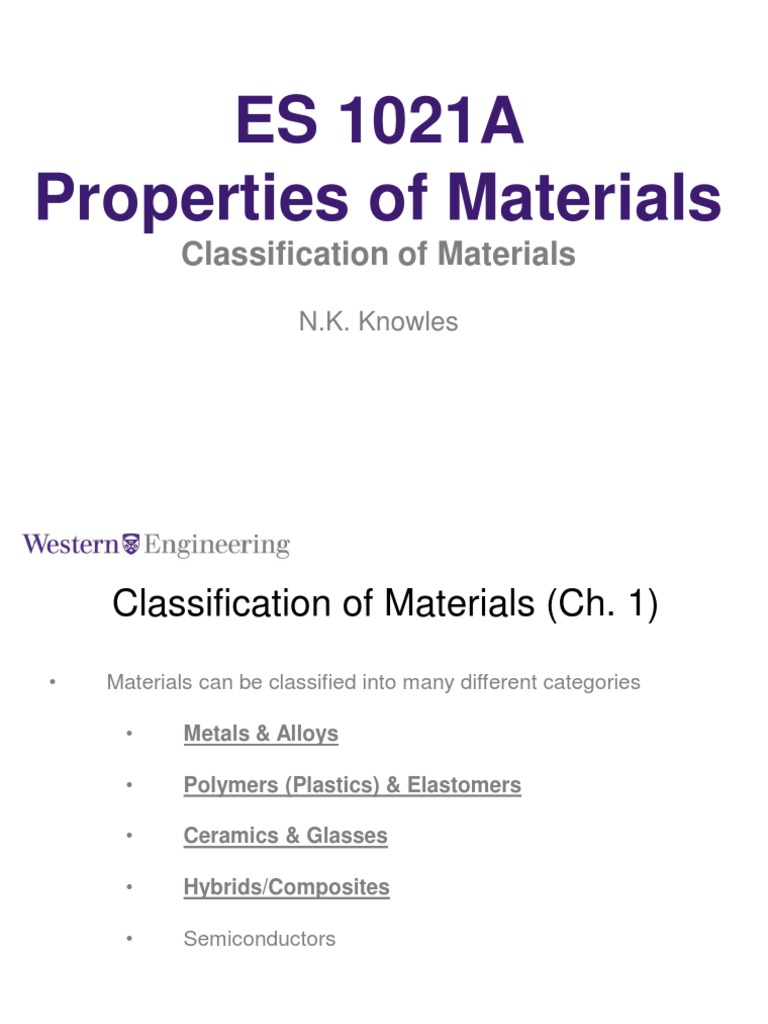 02 Classification of Materials PDF | PDF | Materials Science | Deformation (Engineering)