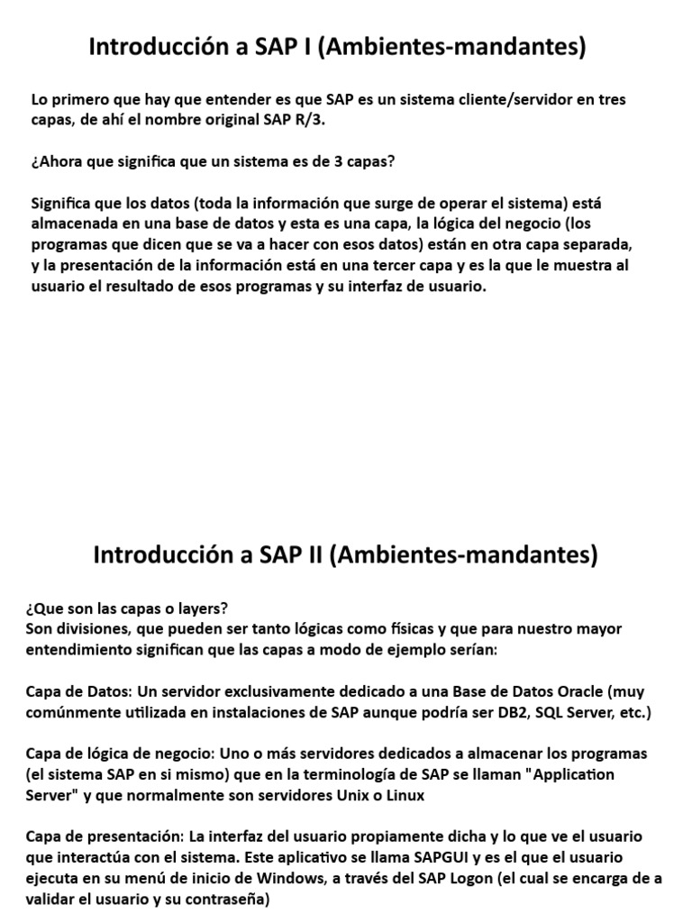 Sap Ambientes | PDF | Sap Se | Servidor (Computación)