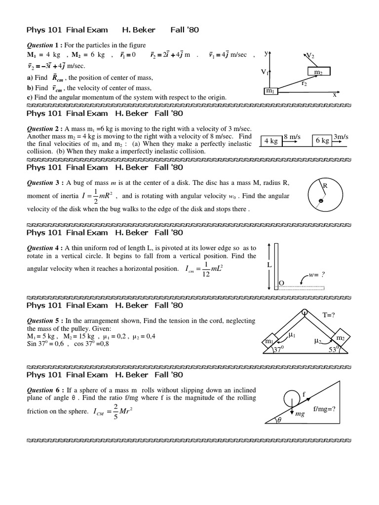 Physics Exam | PDF | Collision | Acceleration