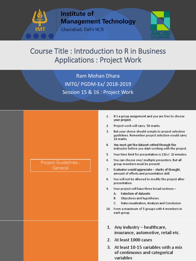 Course Title: Introduction To R in Business Applications: Project Work ...