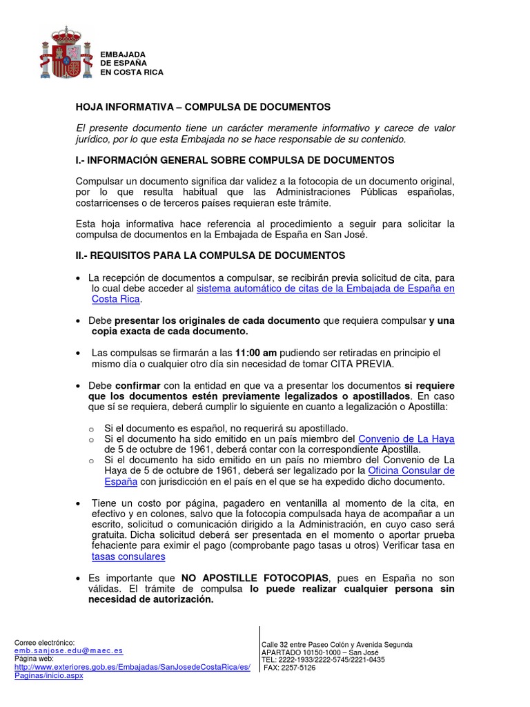 HOJA INFORMATIVA - Compulsa de Documentos | PDF | Business