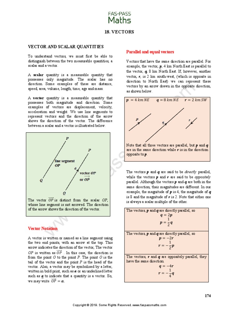 Vector and Scalar Quantities: Parallel and Equal Vectors | PDF ...