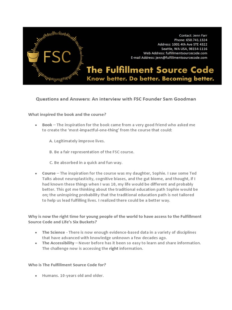 Questions and Answers: An Interview With FSC Founder Sam Goodman | PDF ...