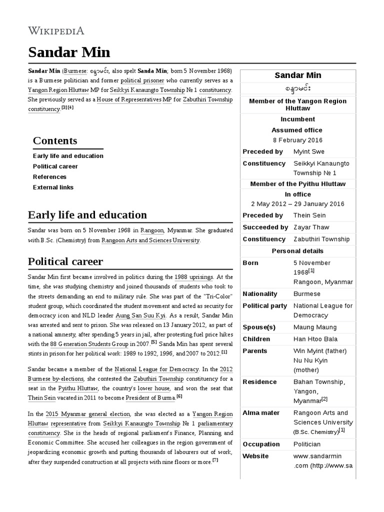 Sandar Min | PDF | Politics Of Myanmar | Myanmar