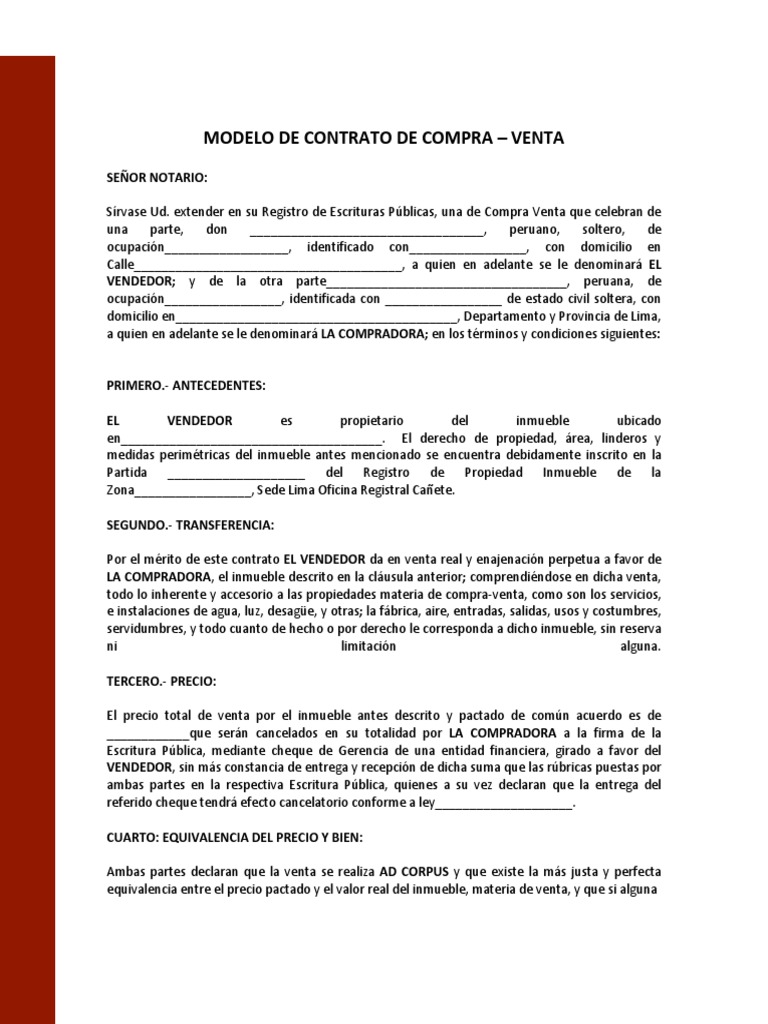 Modelo de Contrato de Compraventa PDF | PDF | Información del gobierno | Gobierno