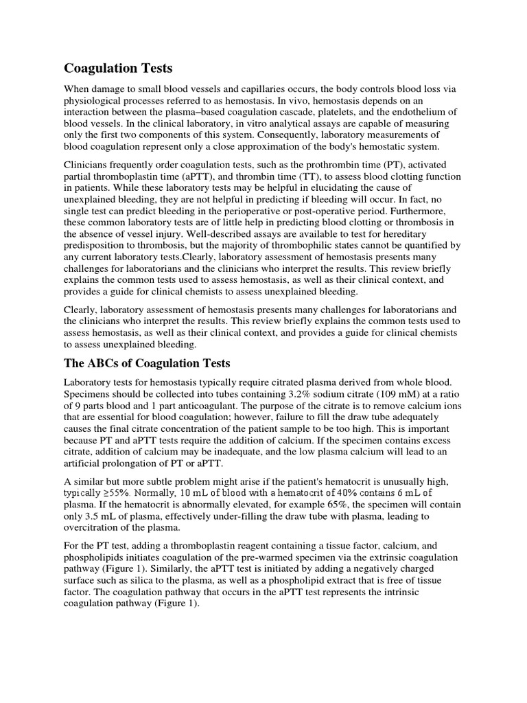 Coagulation Test | PDF | Coagulation | Hemostasis