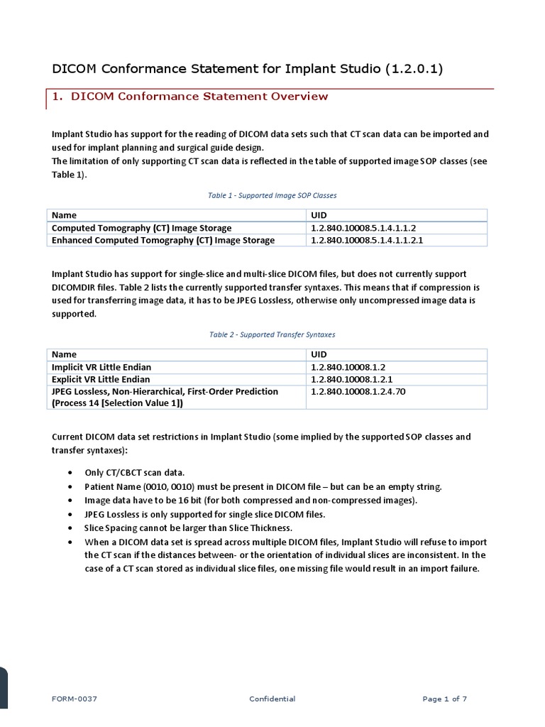 DICOM Conformance Statement | Download Free PDF | Computer Data | Data Management