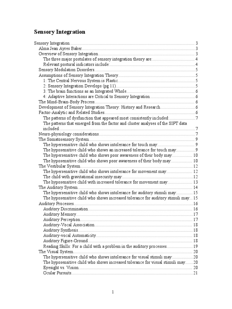 Cap 1 Sensory Integration Theory and Practice | PDF | Ear ...