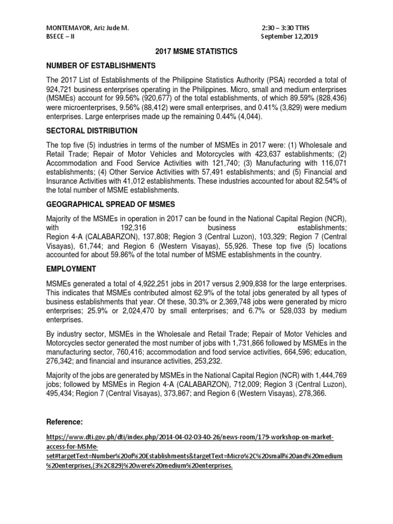 2017 Msme Statistics | PDF | Small And Medium Sized Enterprises | Economies