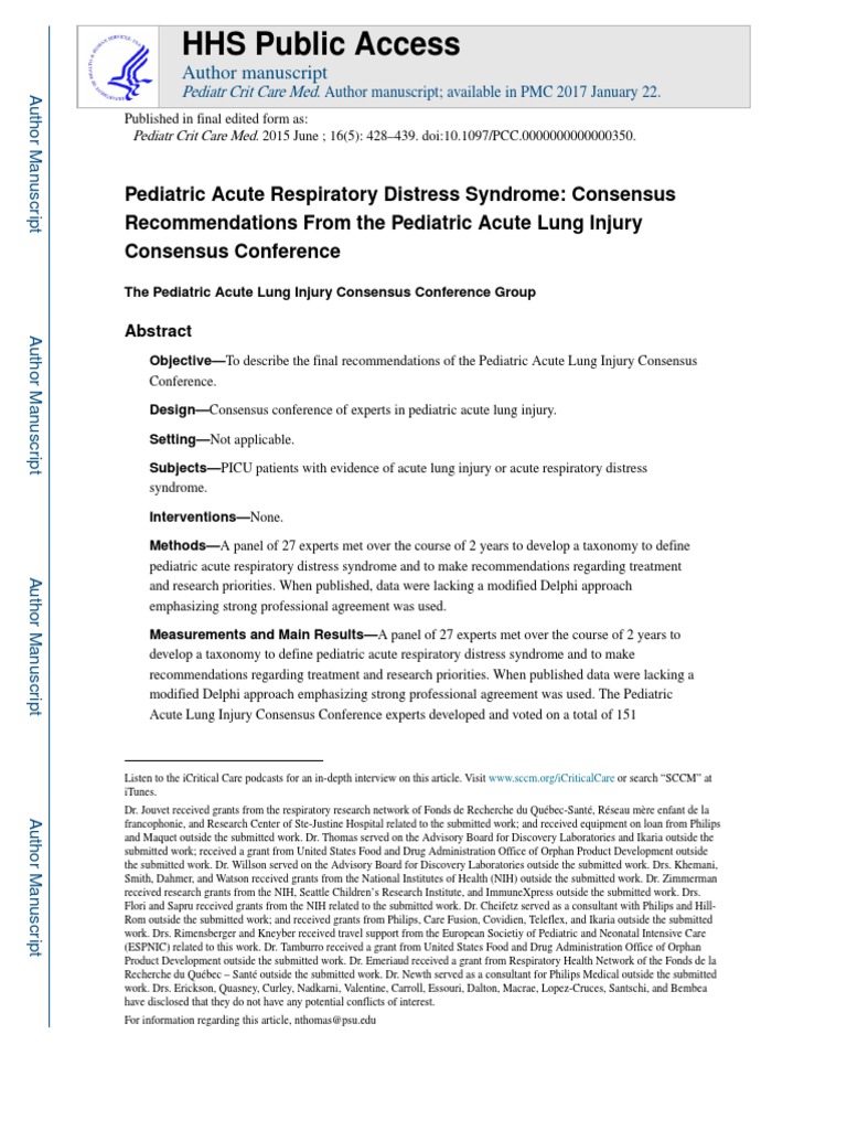 Ards Ped | PDF | Pulmonology | Respiratory System