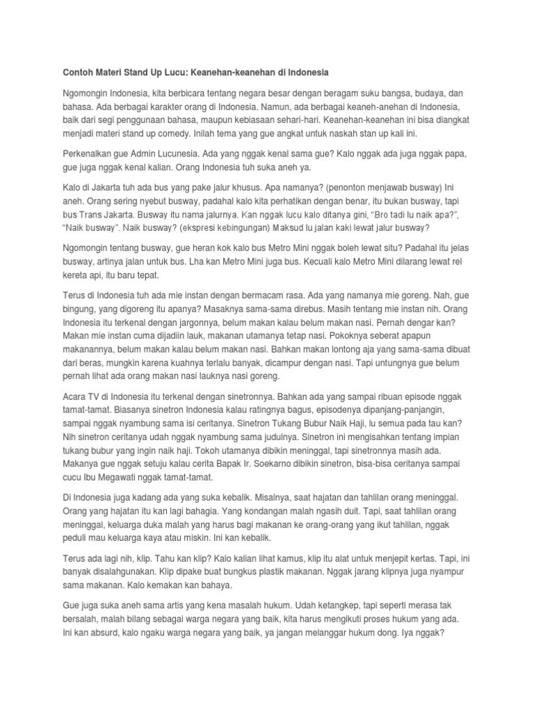 Materi Stand Up Comedy | PDF